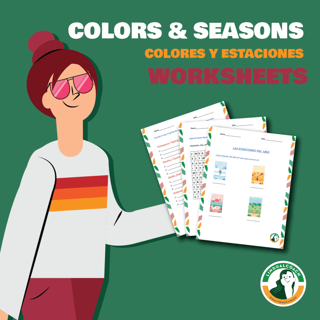 Spanish Colors and Seasons worksheets -Colores y Estaciones - Lingualcoach